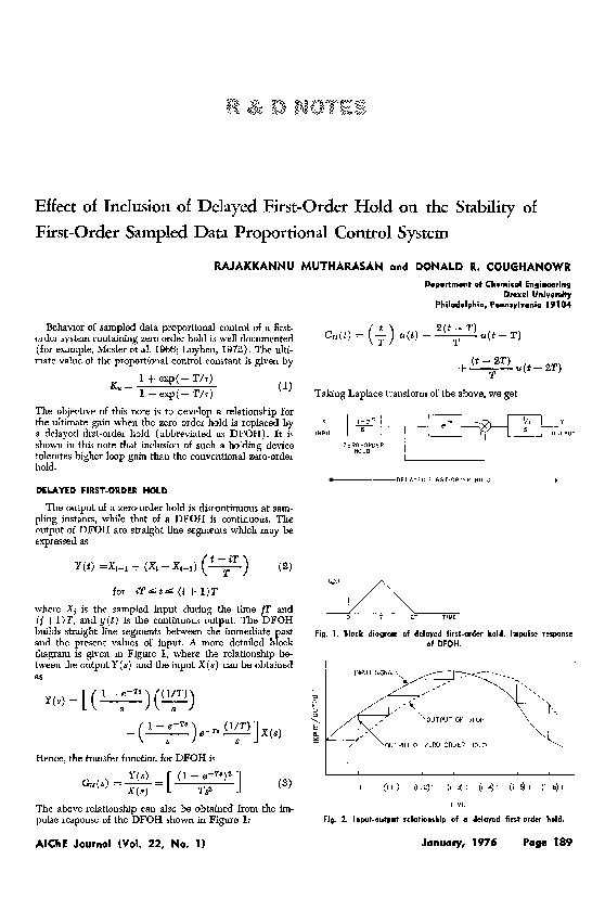 (PDF) Effect of inclusion of delayed first-order hold on the stability ...