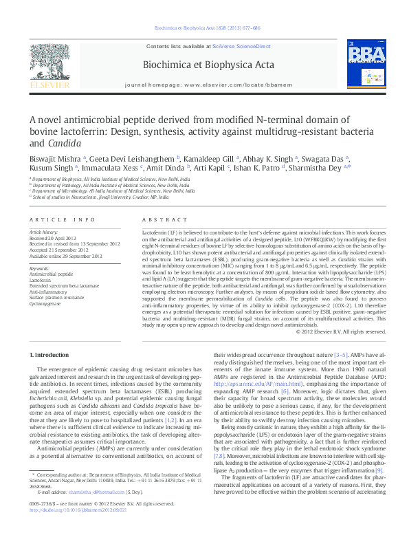 (PDF) A novel antimicrobial peptide derived from modified N-terminal ...