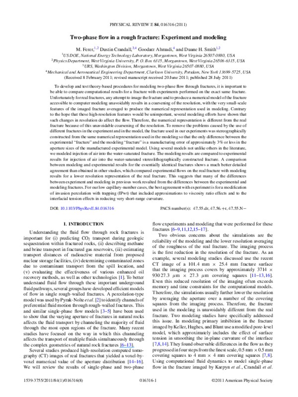 (PDF) Two-phase flow in a rough fracture: Experiment and modeling