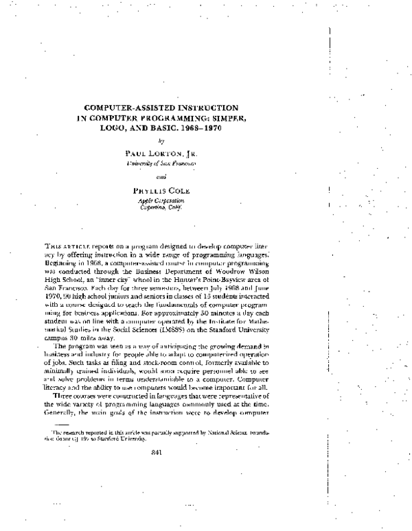 (PDF) Computer assisted instruction in computer programming: simpler ...