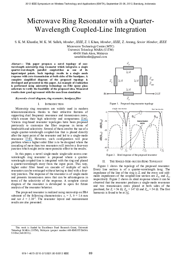 (PDF) Microwave ring resonator with a quarter-wavelength coupled-line ...