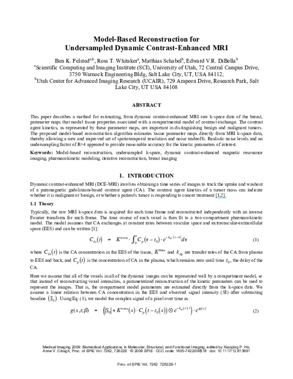 (PDF) Model-based reconstruction for undersampled dynamic contrast-enhanced MRI