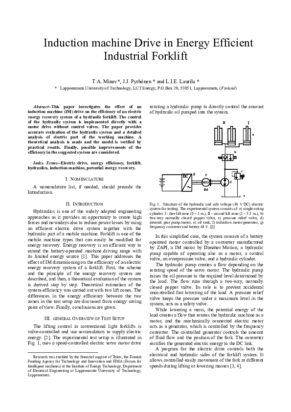 (PDF) Induction machine drive in energy efficient industrial forklift