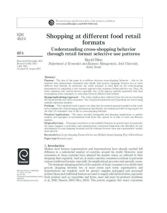 (PDF) Shopping at different food retail formats
