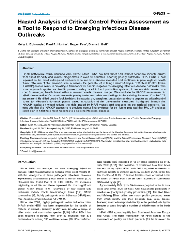 (PDF) Hazard Analysis of Critical Control Points Assessment as a Tool ...