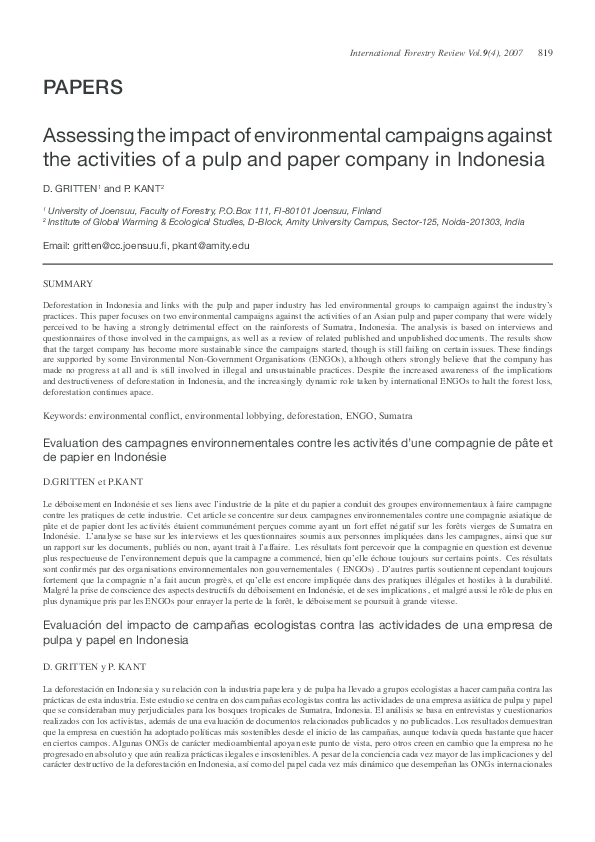 PDF Assessing The Impact Of Environmental Campaigns Against The Activities Of A Pulp And Paper pdf-assessing-the-impact-of-environmental-campaigns-against-the-activities-of-a-pulp-and-paper