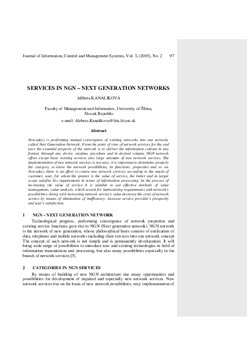 (PDF) SERVICES IN NGN–NEXT GENERATION NETWORKS