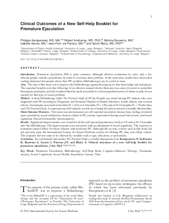 (PDF) Clinical Outcomes of a New Self-Help Booklet for Premature ...