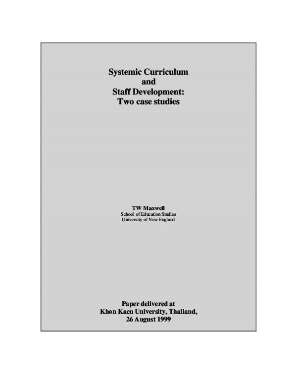 (PDF) Systemic Curriculum and Staff Development: Two case studies