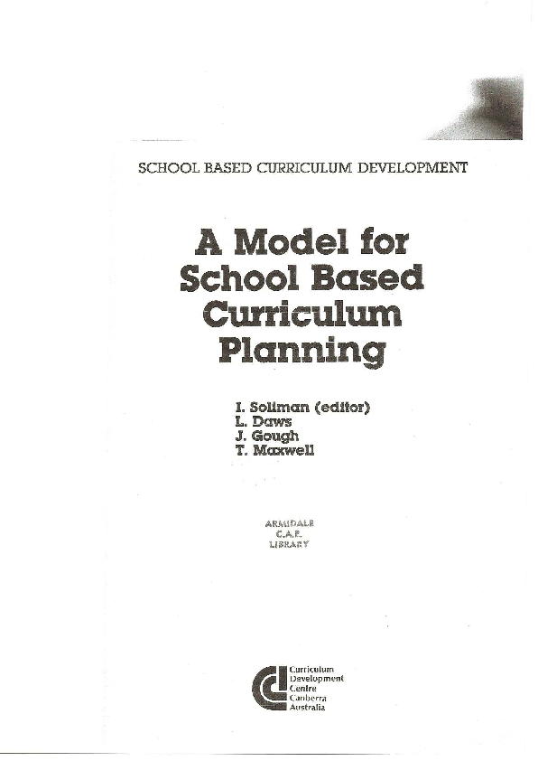 (PDF) A Model for School-based Curriculum Planning