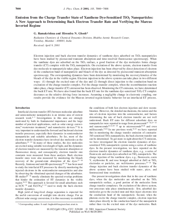 (PDF) Emission from the Charge Transfer State of Xanthene Dye ...