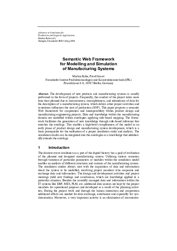 (PDF) Semantic Web Framework for Modelling and Simulation of ...