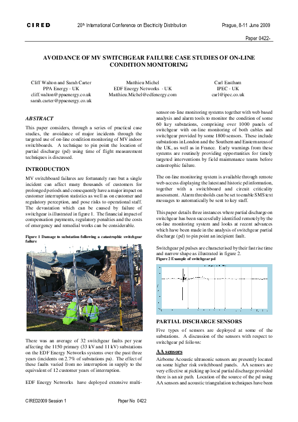 (PDF) Avoidance of MV switchgear failure case studies of on-line ...
