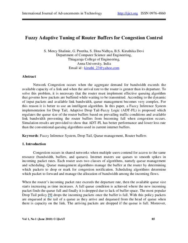 (PDF) Fuzzy Adaptive Tuning of Router Buffers for Congestion Control