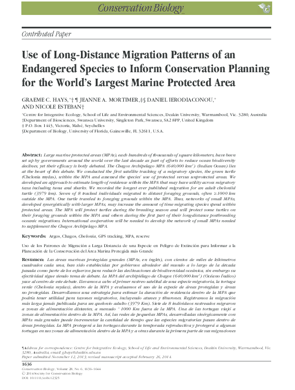 (PDF) Use of long-distance migration patterns of an endangered species ...