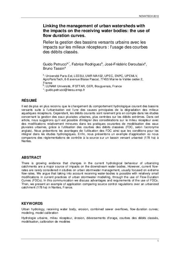 (PDF) Linking the management of urban watersheds with the impacts on ...