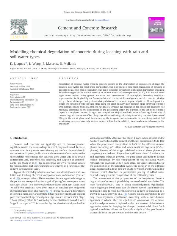 (PDF) Modelling chemical degradation of concrete during leaching with ...