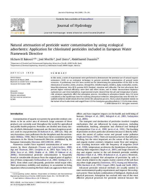 (PDF) Natural attenuation of pesticide water contamination by using ...