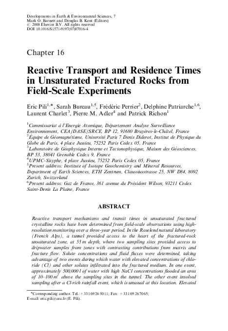 (PDF) Chapter 16 Reactive Transport and Residence Times in Unsaturated ...