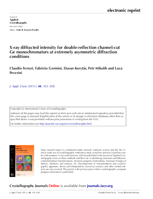 (PDF) X-ray diffracted intensity for double-reflection channel-cut Ge ...