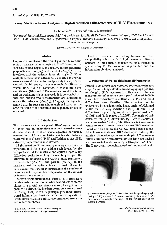 (PDF) X-ray Multiple-Beam Analysis in High-Resolution Diffractometry of III–V Heterostructures