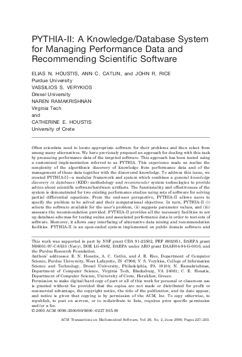 Pdf Pythia Ii A Knowledgedatabase System For Managing Performance