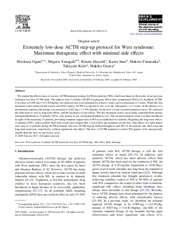 (PDF) Extremely low-dose ACTH step-up protocol for West syndrome ...