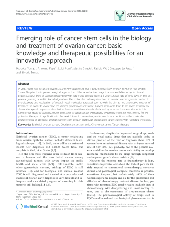 (PDF) Emerging role of cancer stem cells in the biology and treatment ...