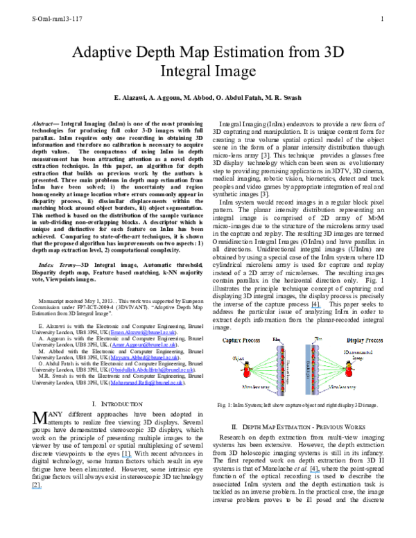 Pdf Adaptive Depth Map Estimation From 3d Integral Image