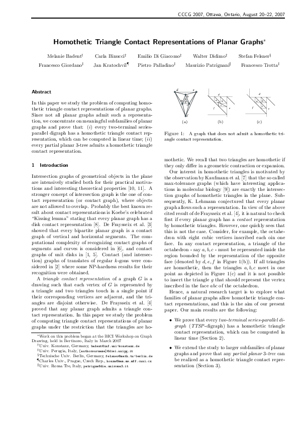 (PDF) Homothetic triangle contact representations of planar graphs
