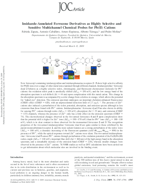 (PDF) Imidazole-Annelated Ferrocene Derivatives as Highly Selective and Sensitive Multichannel ...
