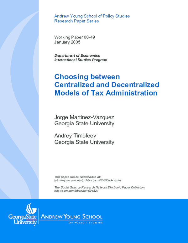 (PDF) Choosing between Centralized and Decentralized Models of Tax ...