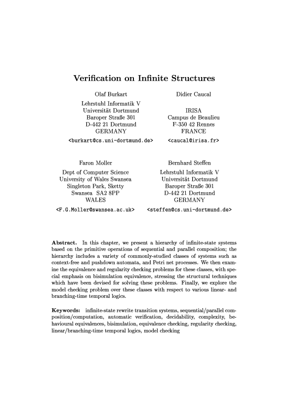 (PDF) Verification on Infinite Structures
