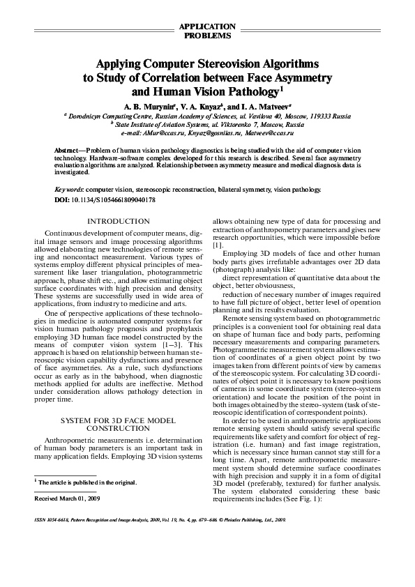 (PDF) Applying computer stereovision algorithms to study of correlation between face asymmetry ...