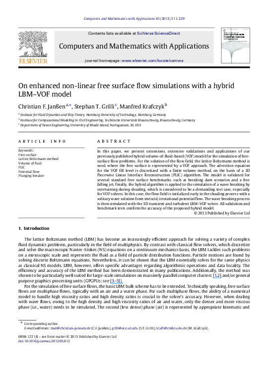 (PDF) On enhanced non-linear free surface flow simulations with a hybrid LBM–VOF model