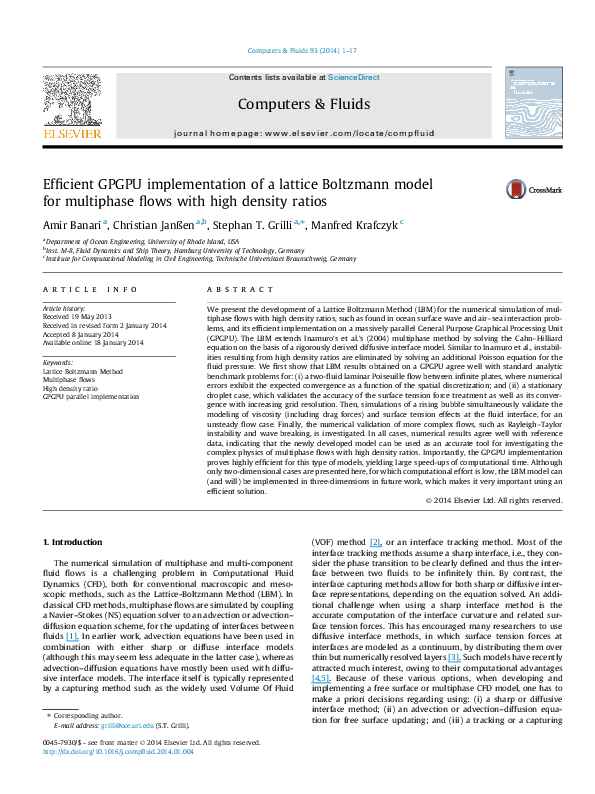 Pdf Efficient Gpgpu Implementation Of A Lattice Boltzmann Model For Multiphase Flows With High