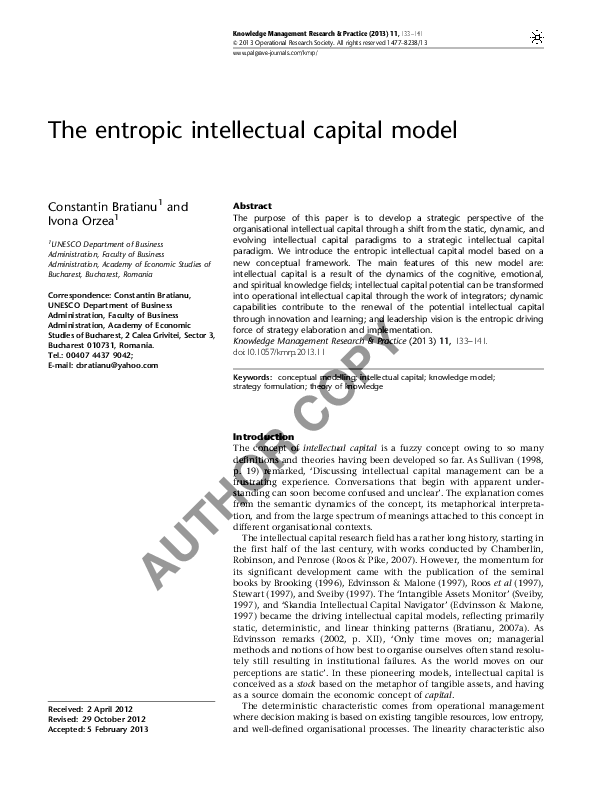 (PDF) The entropic intellectual capital model