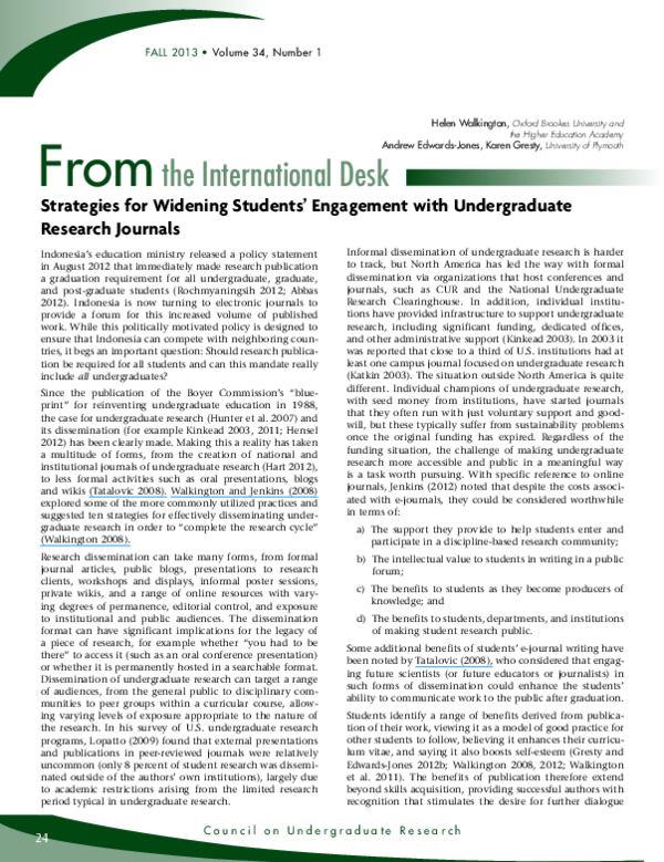 (PDF) Strategies for Widening Students' Engagement with Undergraduate ...