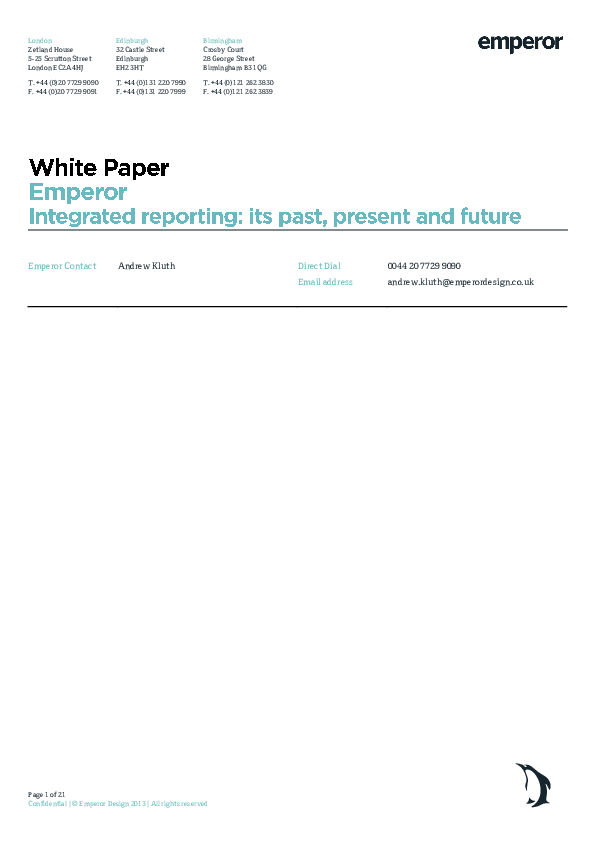 (PDF) Integrated reporting: its past, present and future