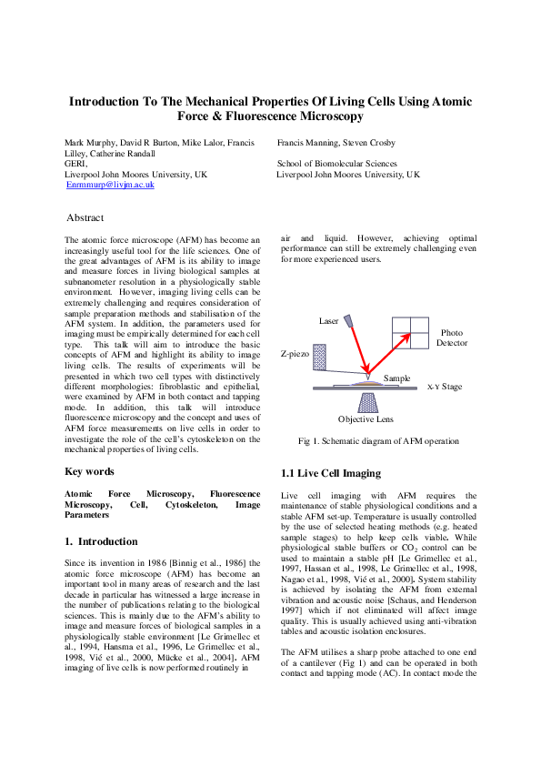 (PDF) Introduction To The Mechanical Properties Of Living Cells Using ...