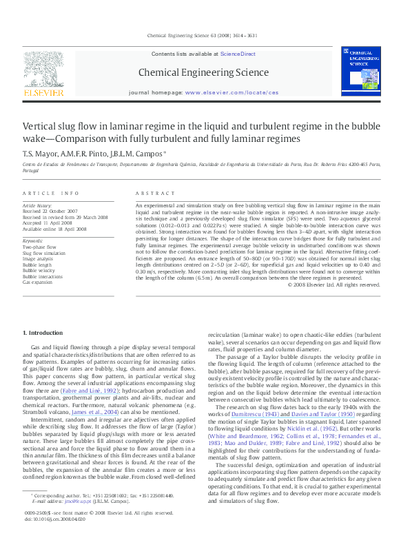 (PDF) Vertical slug flow in laminar regime in the liquid and turbulent ...