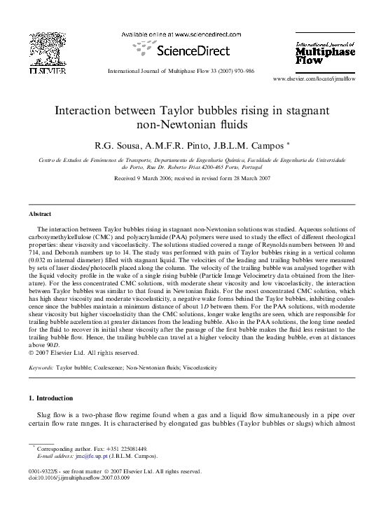 (PDF) Interaction between Taylor bubbles rising in stagnant non ...