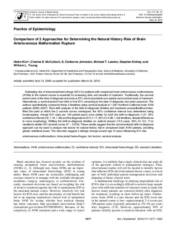 (PDF) Comparison of 2 Approaches for Determining the Natural History ...