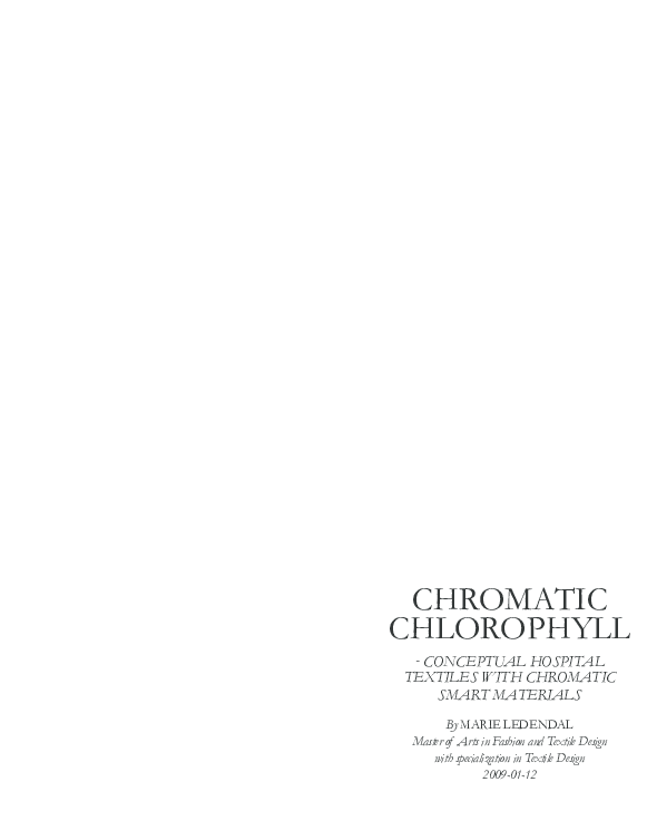 (PDF) Chromatic chlorophyll-Conceptual hospital textiles with chromatic ...