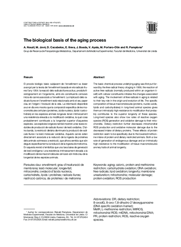(PDF) The biological basis of the aging process