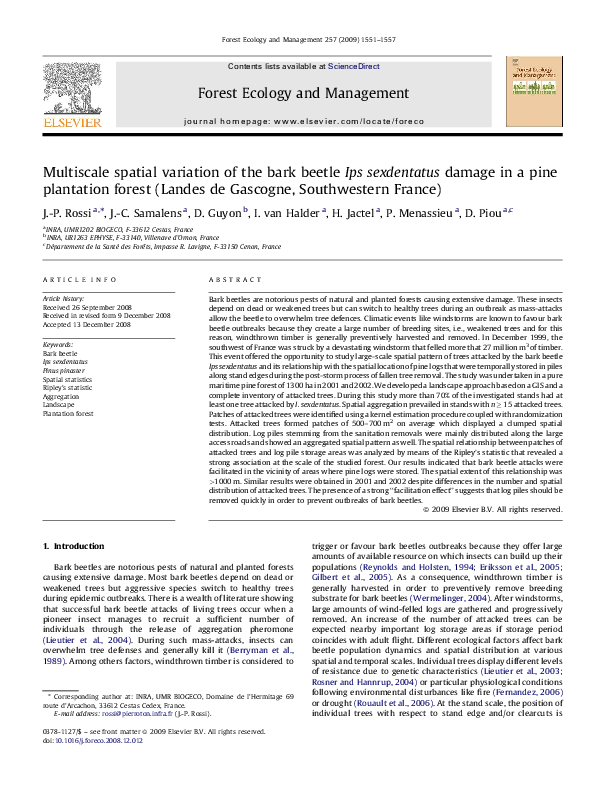 (PDF) Multiscale spatial variation of the bark beetle Ips sexdentatus ...