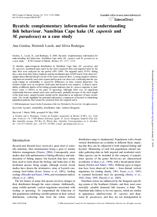(PDF) Bycatch: complementary information for understanding fish ...