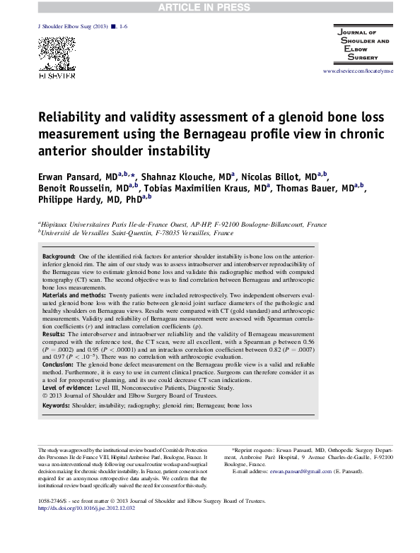 (PDF) Reliability and validity assessment of a glenoid bone loss ...