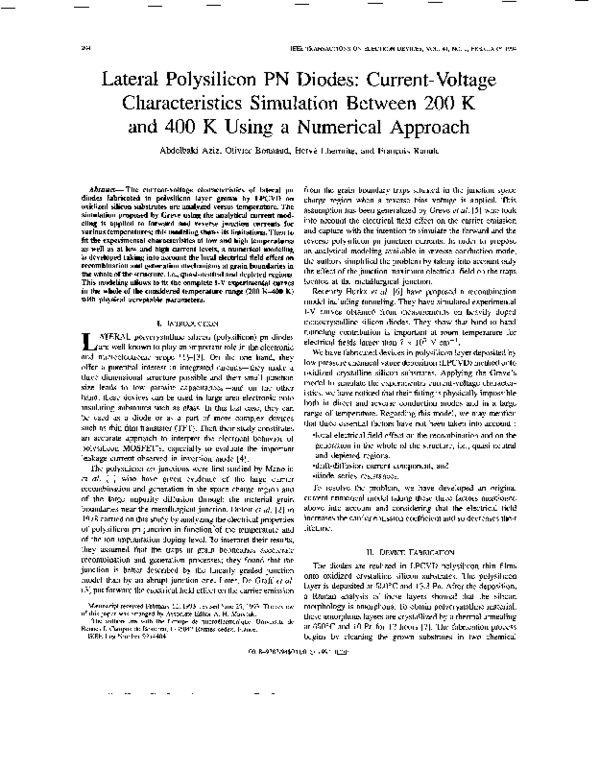 (PDF) Lateral polysilicon pn diodes: current-voltage characteristics ...