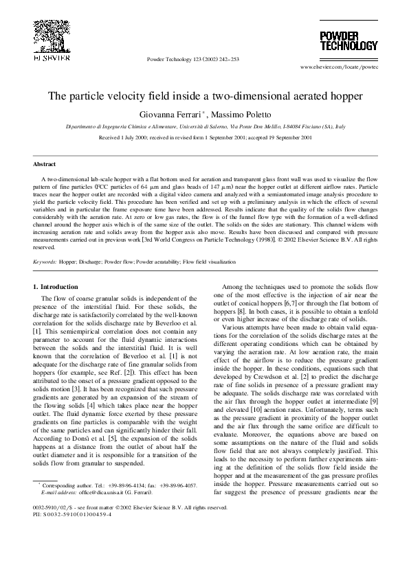 (PDF) The particle velocity field inside a two-dimensional aerated hopper